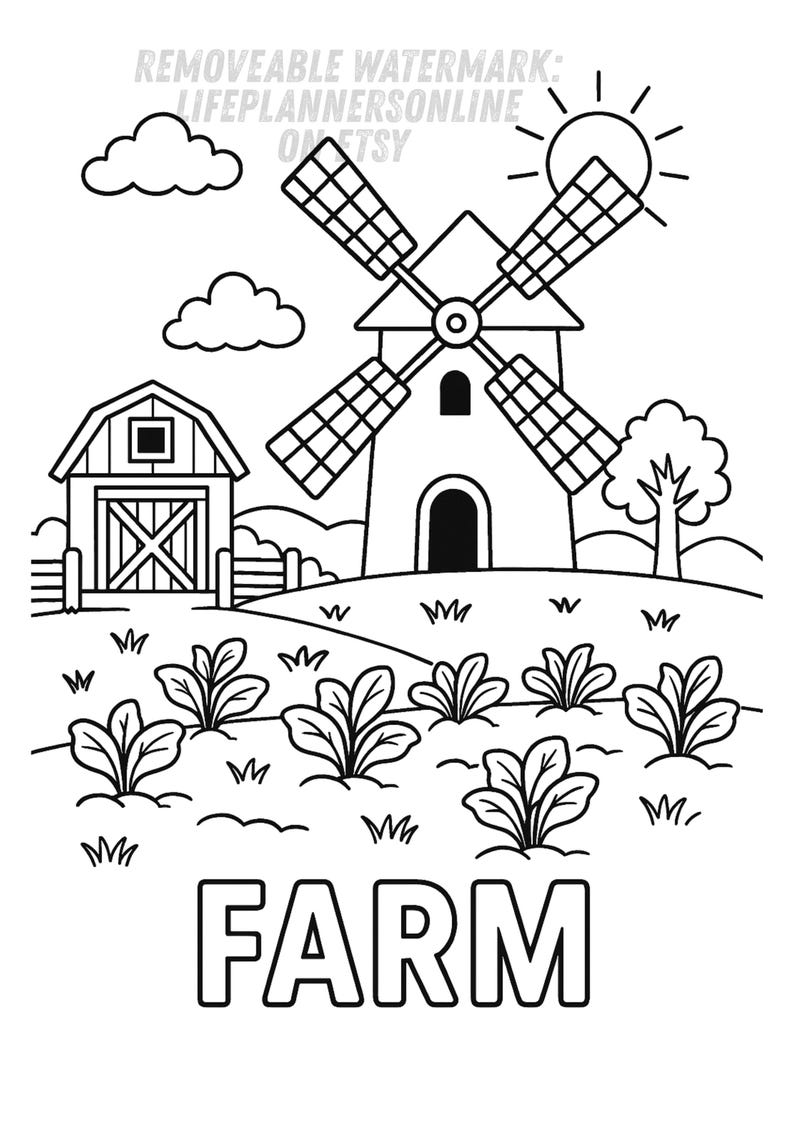 Farm Coloring Activity Book, Instant Downloadable File, Kids Fun ...