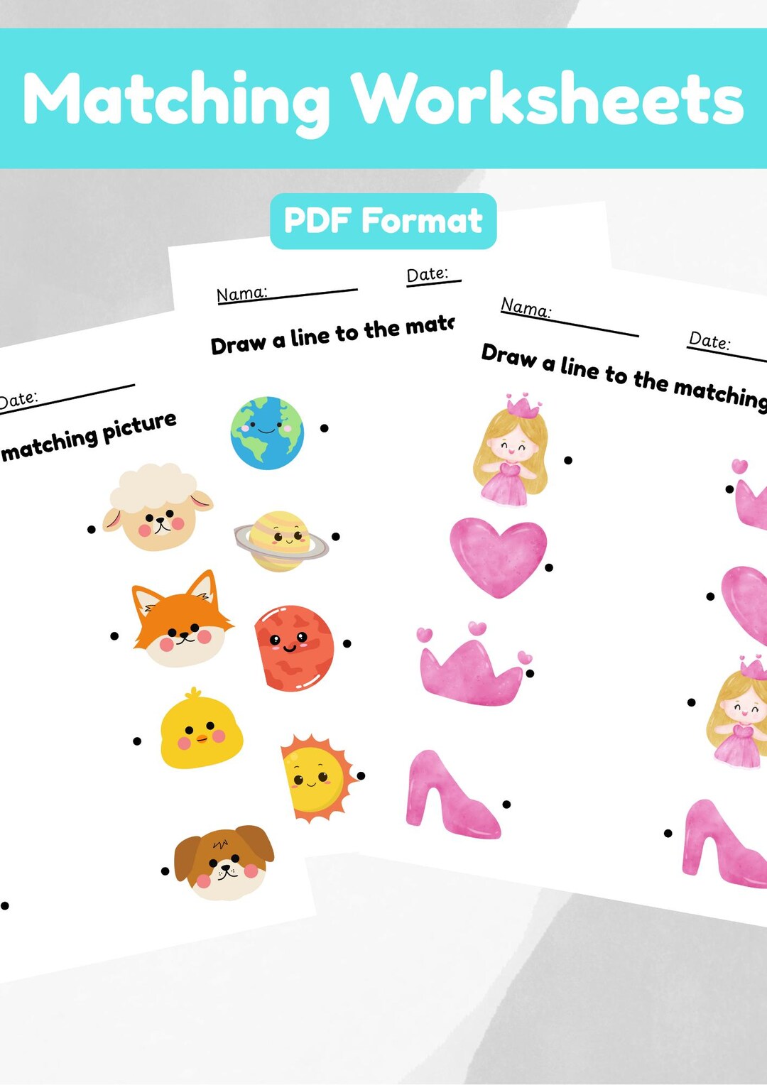 Matching Worksheet for Kids - Etsy
