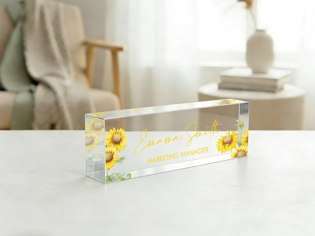 Personalized Acrylic Nameplate for Desk, Custom Name and Title Sign ...