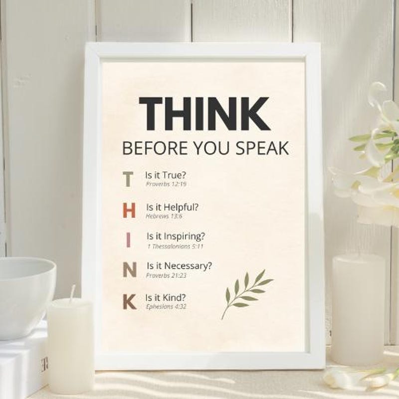 Think Before You Speak Poster - Etsy