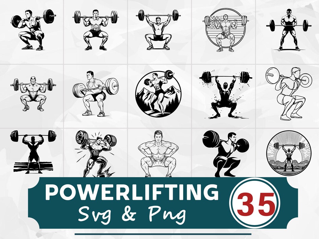 Powerlifting Silhouette SVG PNG Bundle, Gym Fitness Clipart ...
