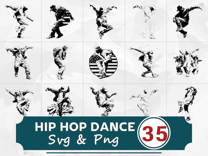 Hip Hop Dance Silhouette SVG PNG Bundle, Urban Clipart (digital ...