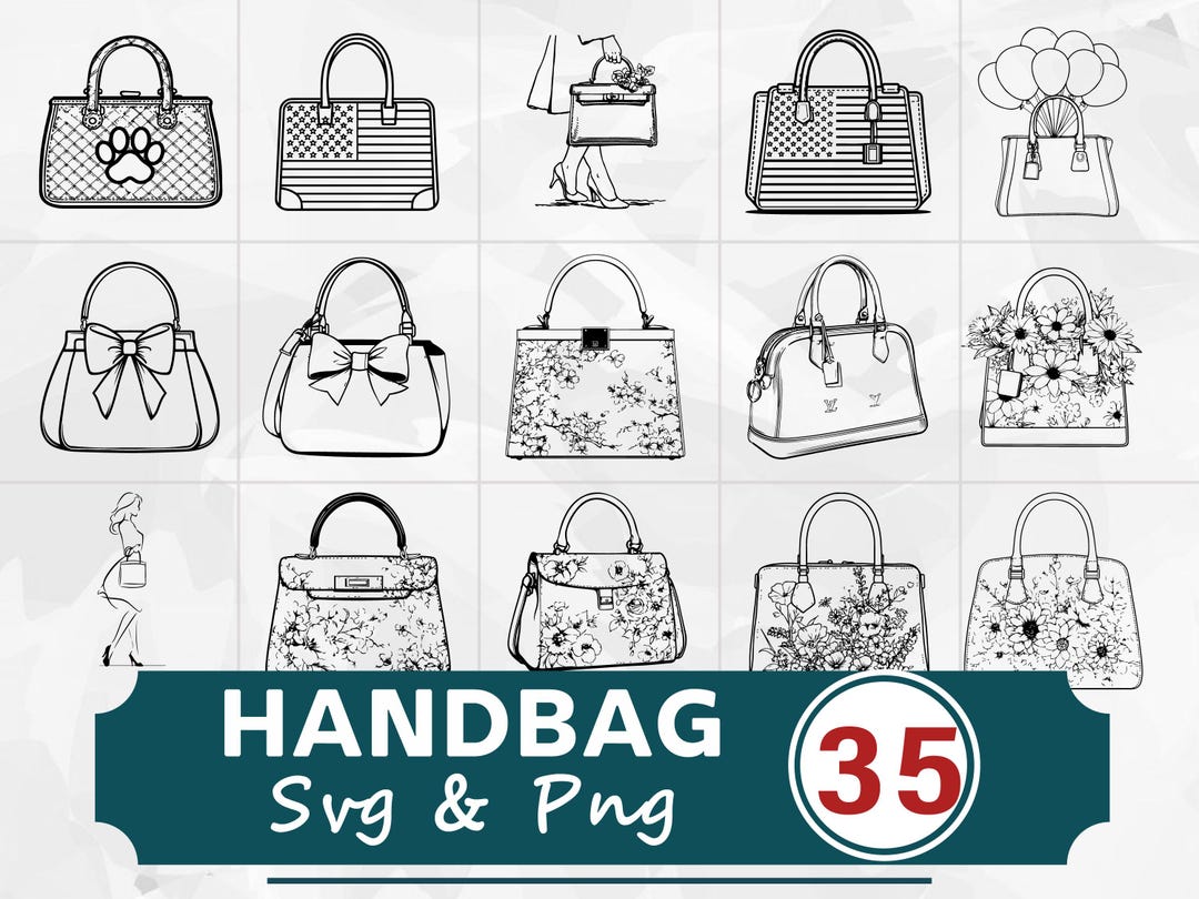 Handbag Silhouette SVG PNG Bundle, Purse Fashion Clipart, Designer Bag ...