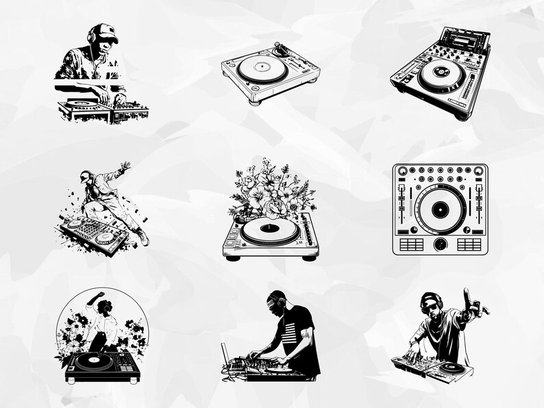DJ Mixer Silhouette: Music Producer SVG PNG Bundle - Etsy