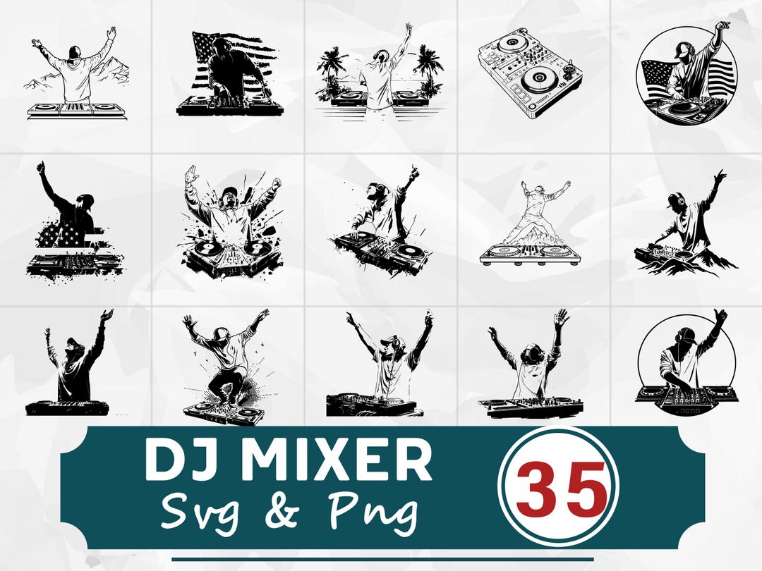 DJ Mixer Silhouette: Music Producer SVG PNG Bundle - Etsy