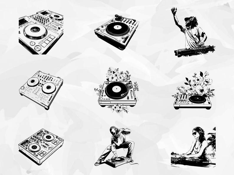 DJ Mixer Silhouette: Music Producer SVG PNG Bundle - Etsy