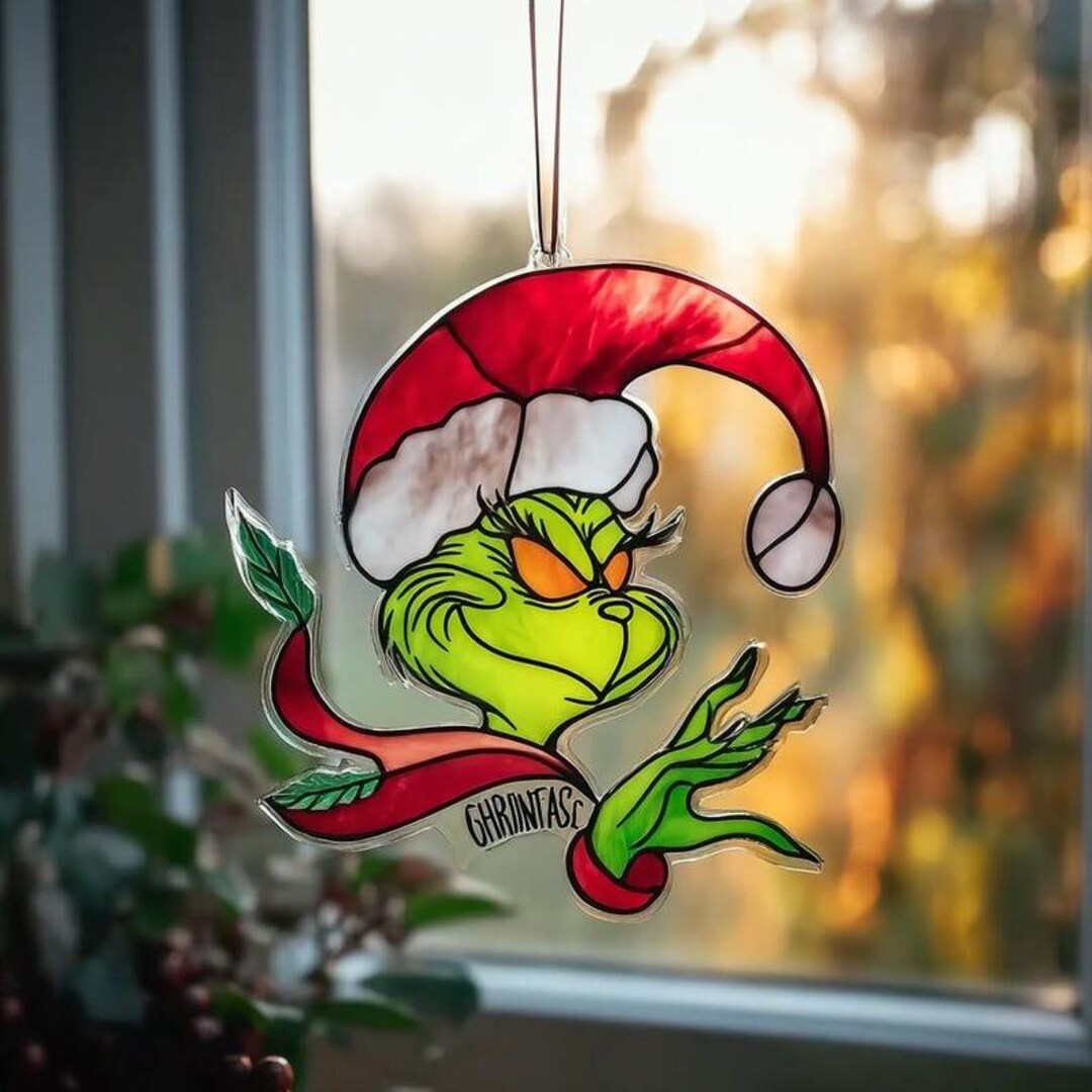 Grinch Christmas Acrylic Window Decor – Funny Holiday Window Hanging ...