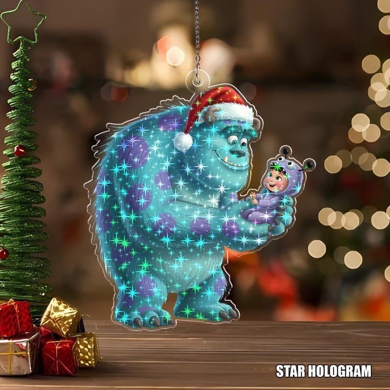 Pixar Monsters Christmas Hologram Ornament, Disney Monster Inc Holiday ...