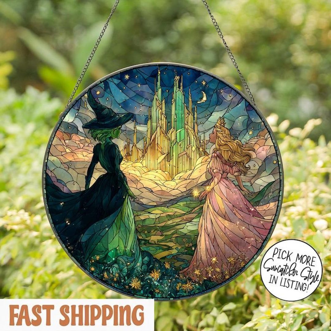 Elphaba and Glinda Wicked Stained Glass Suncatcher, Wicked Musical Fan ...