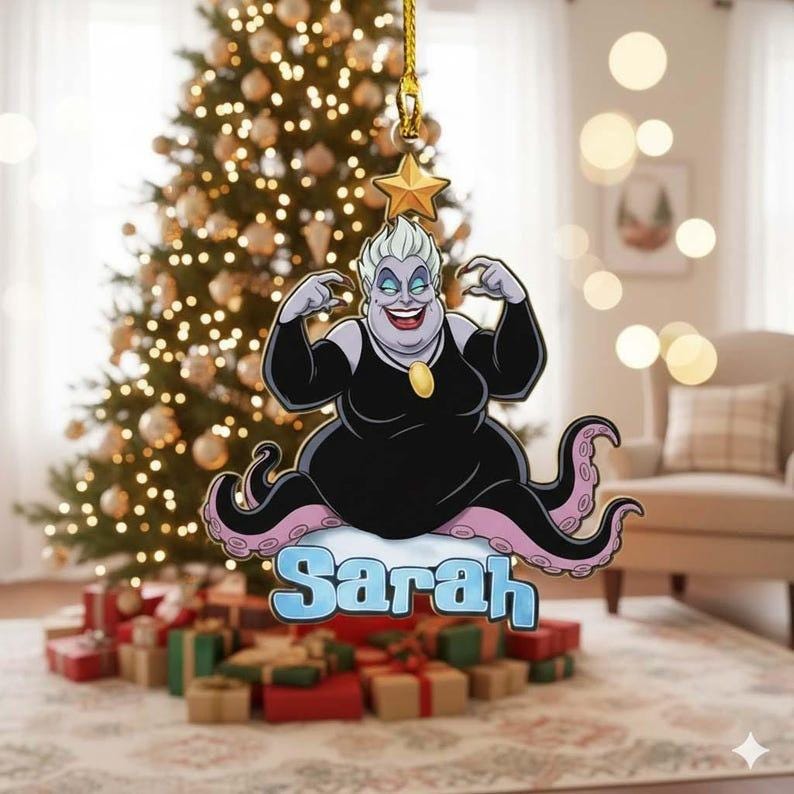 Custom Name Disney Ursula Villains Ornament, Female Villains Xmas 2025 ...