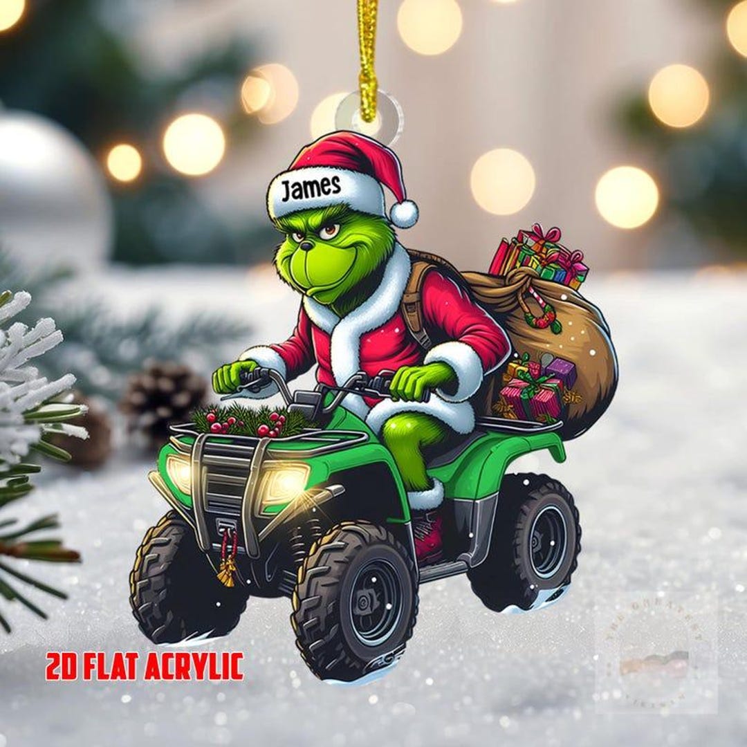 Personalized ATV Grinch Acrylic Ornament, Custom Grinchmas Christmas ...