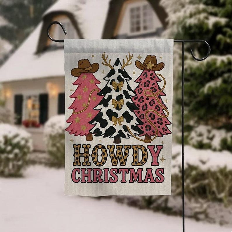 Howdy Christmas Flag, Outdoor Christmas Garden Flag, Holiday Yard ...