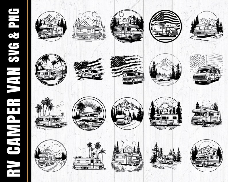 RV Camper SVG PNG Bundle: Van Life Clipart, Cricut Ready (digital ...