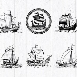 Viking Ship SVG Bundle: Norse Longship Clipart, Cricut Cut File ...