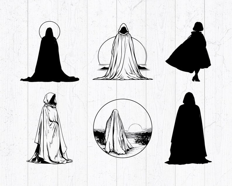 Cloak Svg Png Bundle, Costume Clipart Svg, Cloak Silhouette Design ...