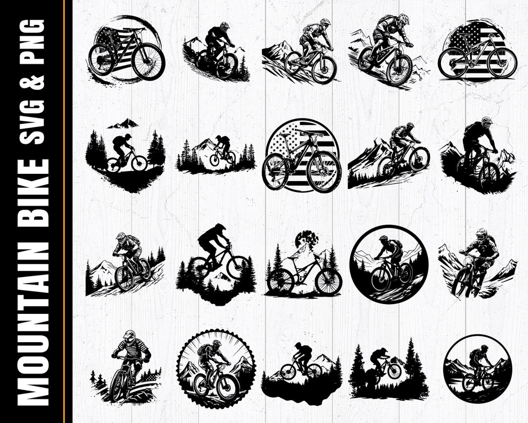 Mountain Bike SVG PNG Bundle, Bike Silhouette, Cycling Bike Clipart ...