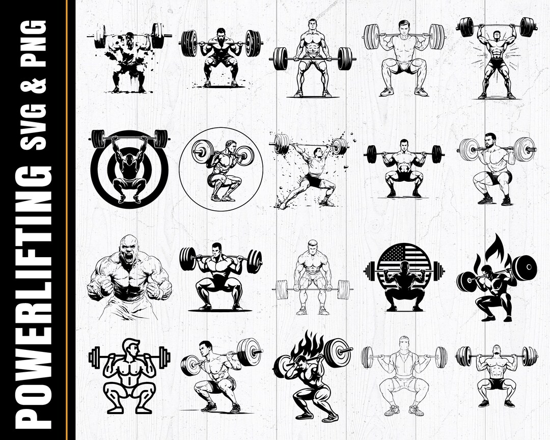 Powerlifting SVG Bundle: Weightlifting Clipart, Gym Fitness Decals ...