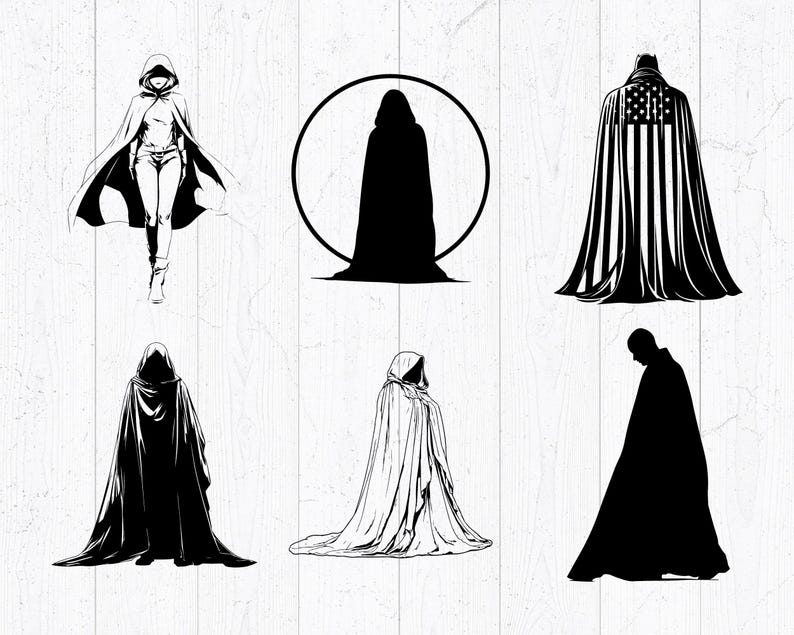 Cloak Svg Png Bundle, Costume Clipart Svg, Cloak Silhouette Design ...