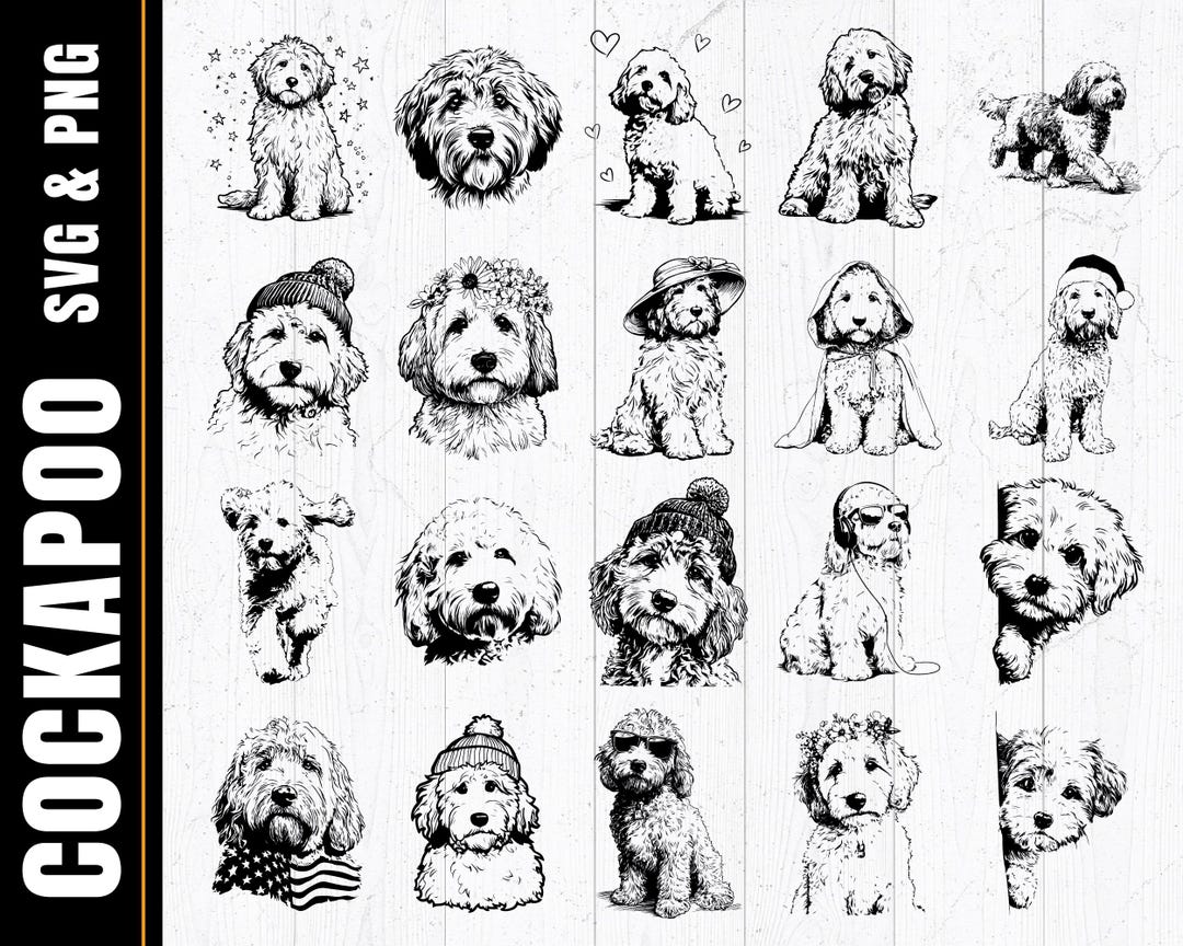 Cockapoo SVG PNG Bundle: Dog Breed Clipart for Cricut - Etsy
