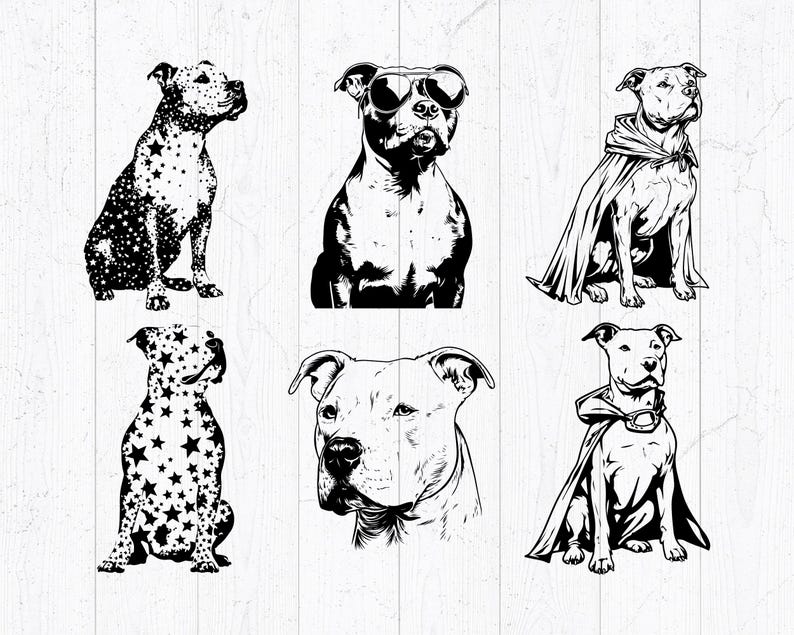Staffordshire Bull Terrier SVG Bundle: Dog Vector Clipart, Cricut Ready ...