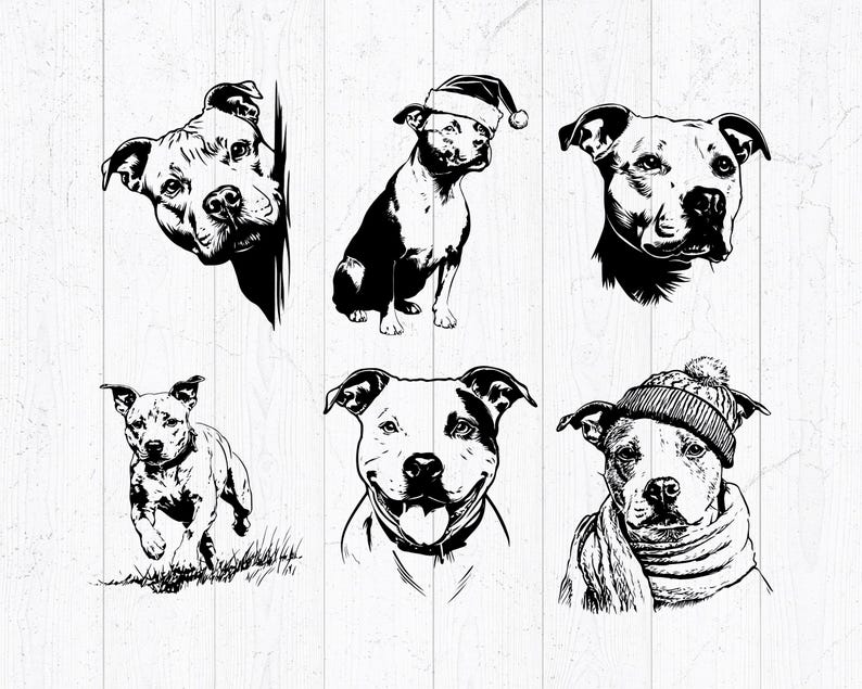 Staffordshire Bull Terrier SVG Bundle: Dog Vector Clipart, Cricut Ready ...