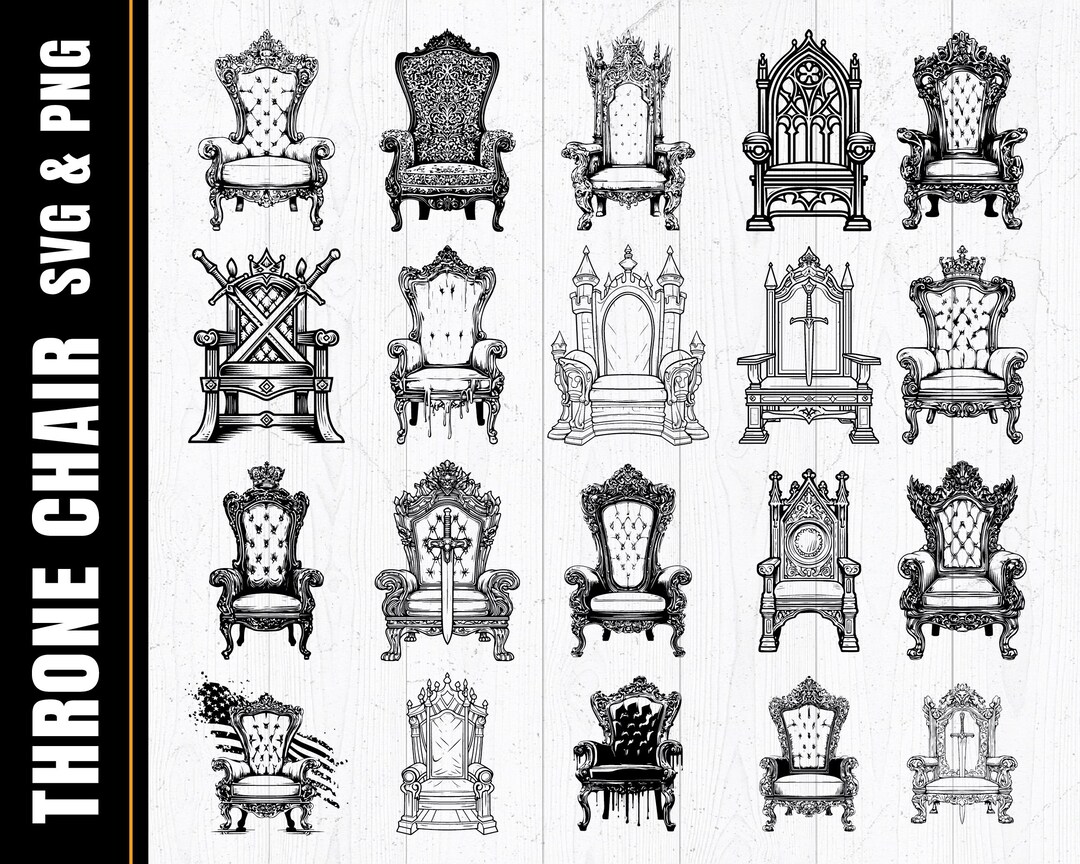 Royal Throne Chair SVG PNG Bundle, Fantasy Furniture Clipart - Etsy