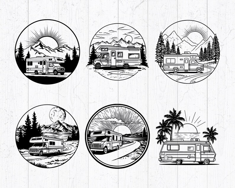 RV Camper SVG PNG Bundle: Van Life Clipart, Cricut Ready (digital ...