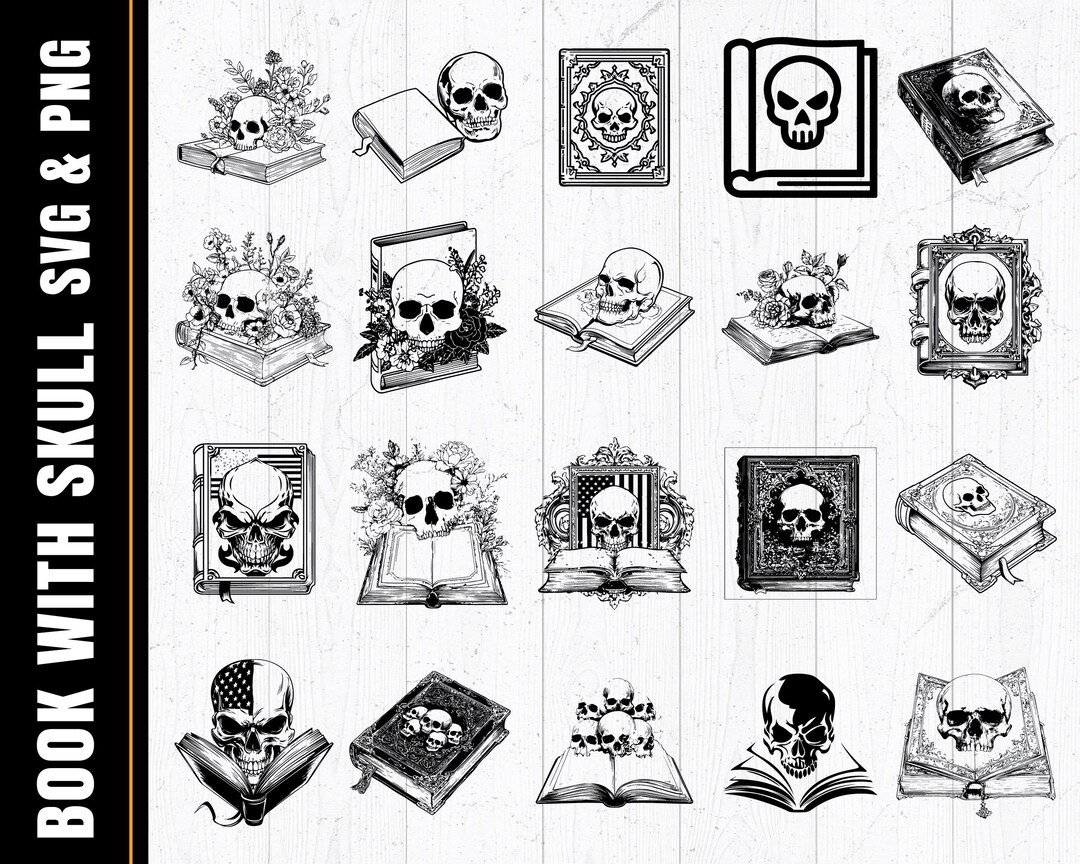Skull Spellbook SVG PNG Bundle: Gothic Witchcraft Designs (digital ...