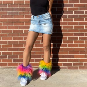 Electric Rainbow UV Reactive Faux Fur Adult Boot Covers - Etsy