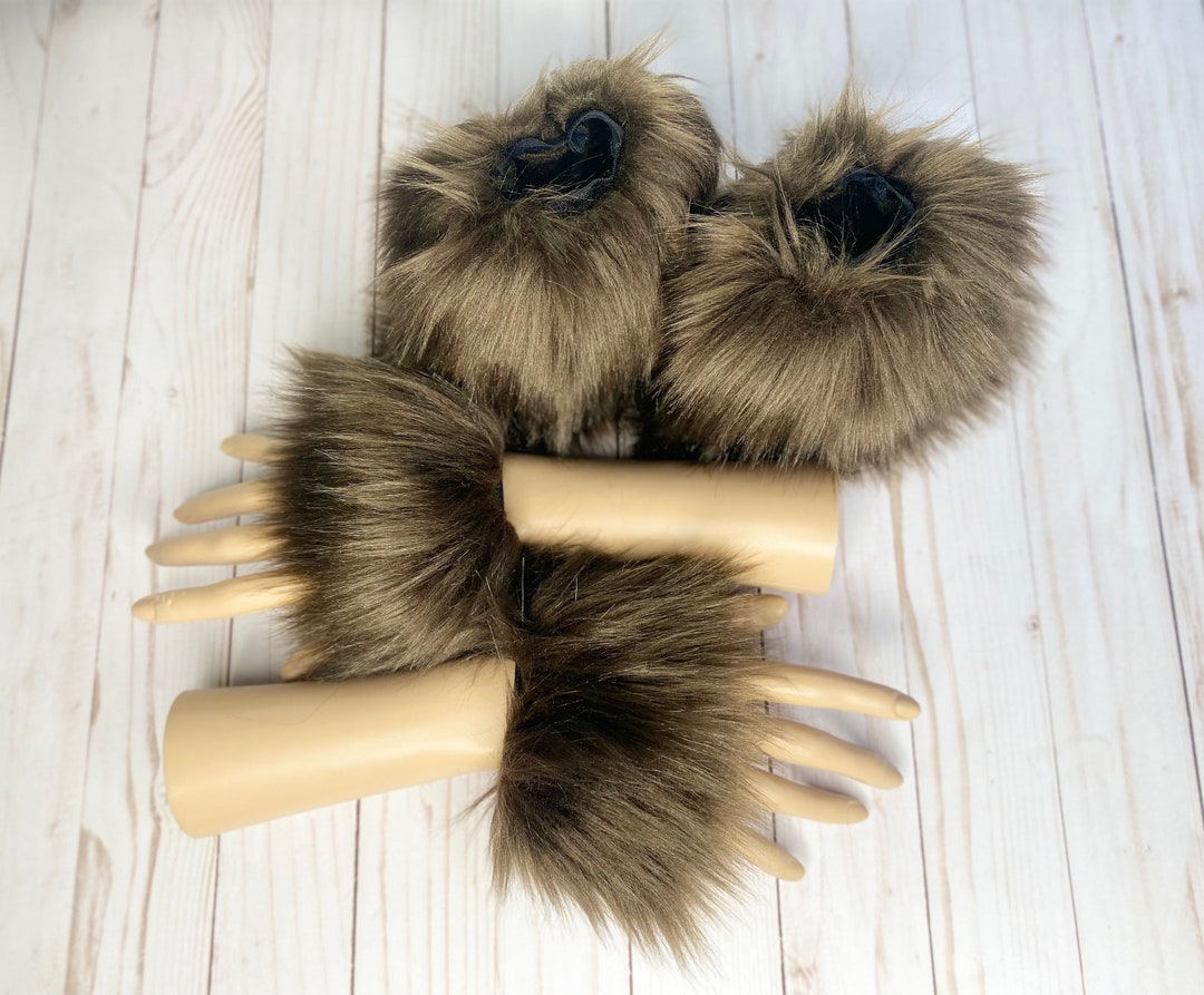 Luxury Shag Dark Brown Faux Fur Wrist & Ankle Cuffs Set - Kids, Adults ...