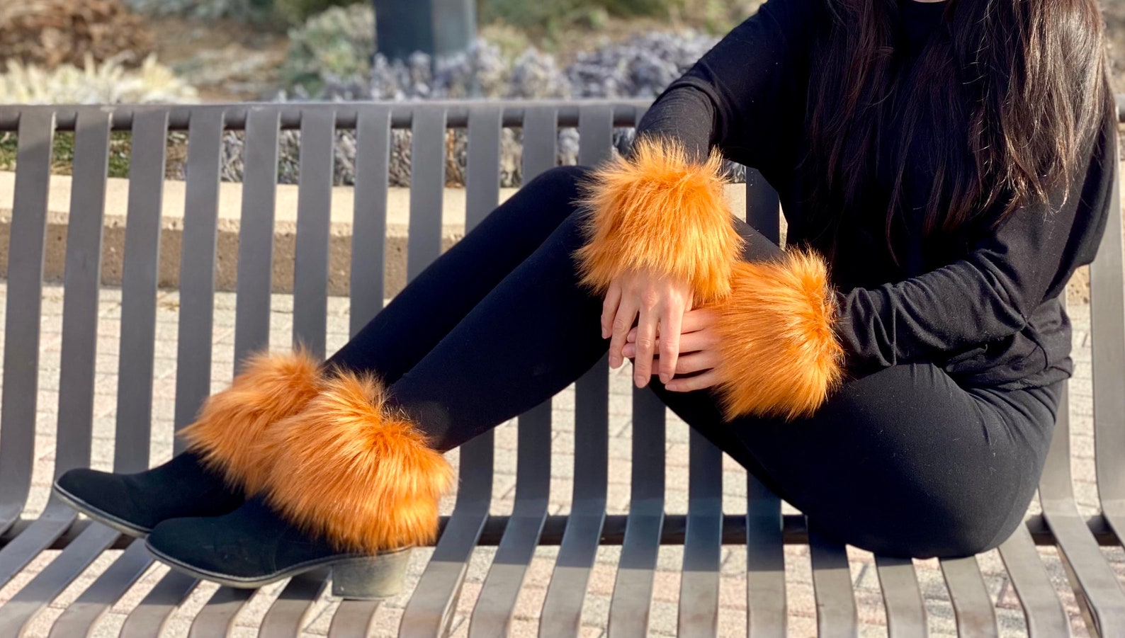 Luxury Shag Fox Amber Faux Fur Wrist & Ankle Cuffs Set | Etsy