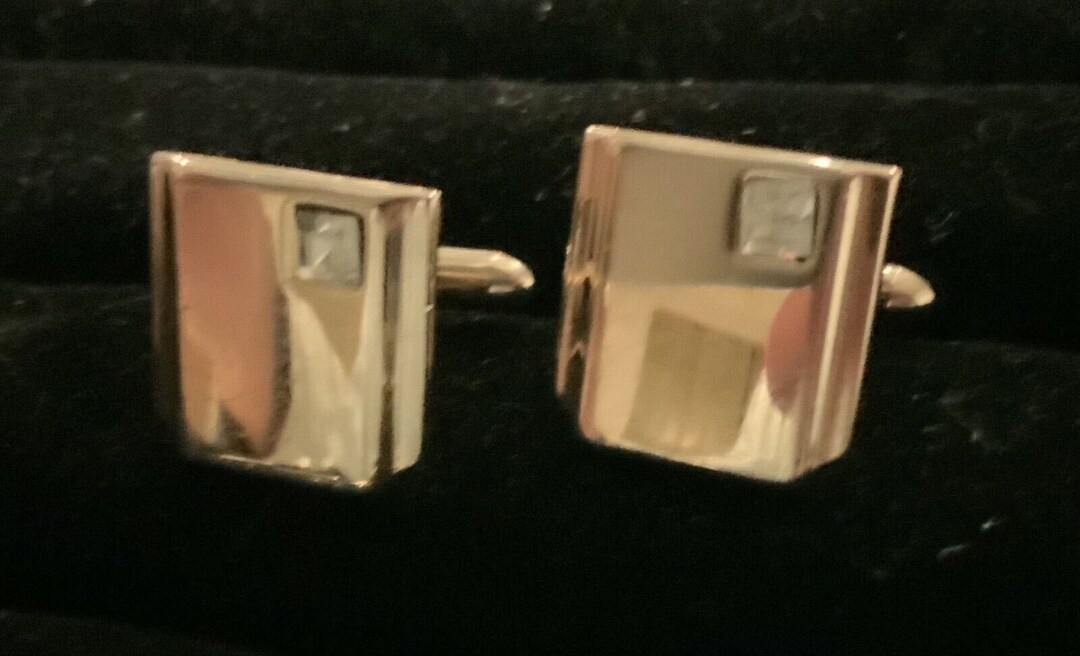 Vtg Swank Signed Cuff Links Gold Tone Clear Stone. - Etsy