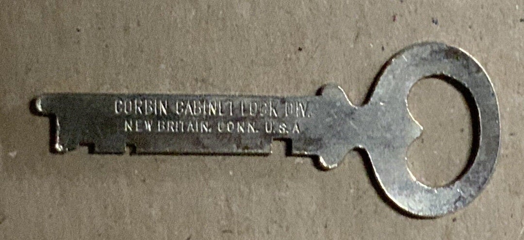 Antique Vintage Flat Steel Key B 19 Corbin Cabinet Lock Co Corbin Key ...