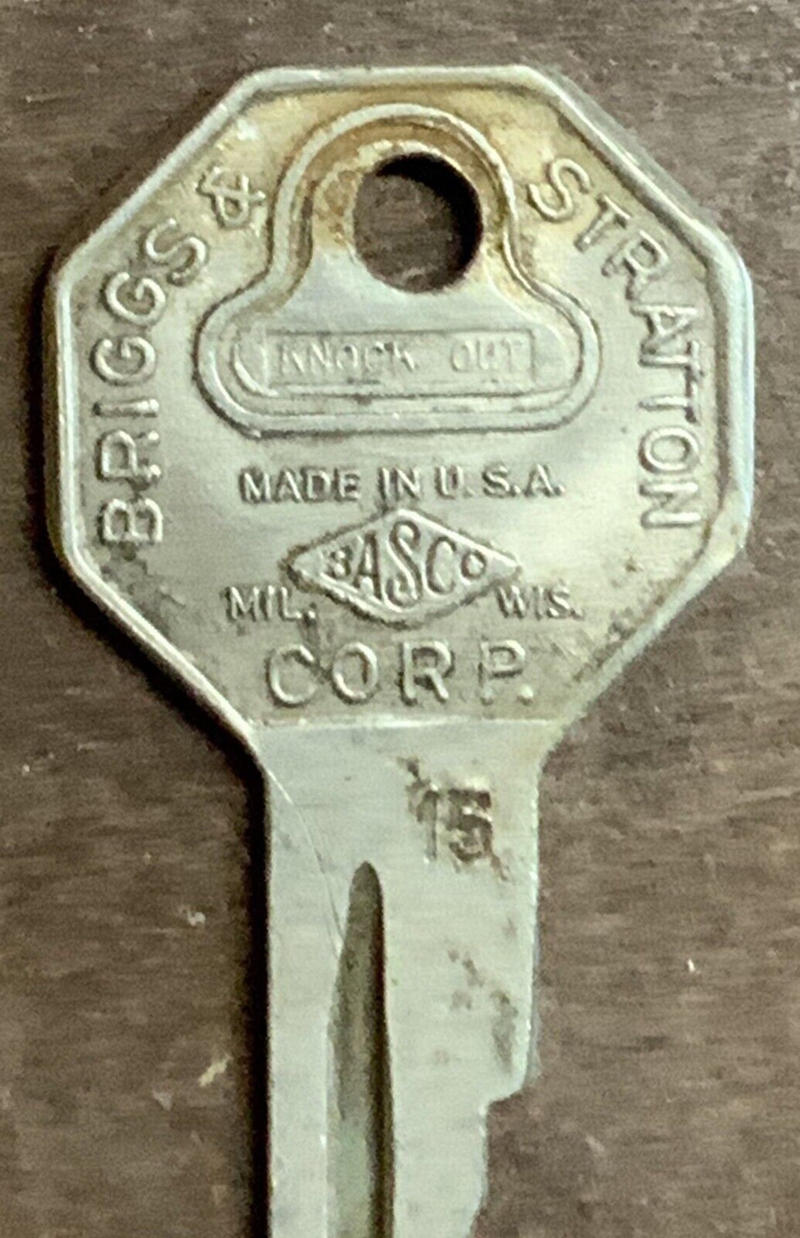 Vtg Key Basco Federal Mass O. 15 Briggs Stratton Knock Out Brass 1-15/ ...