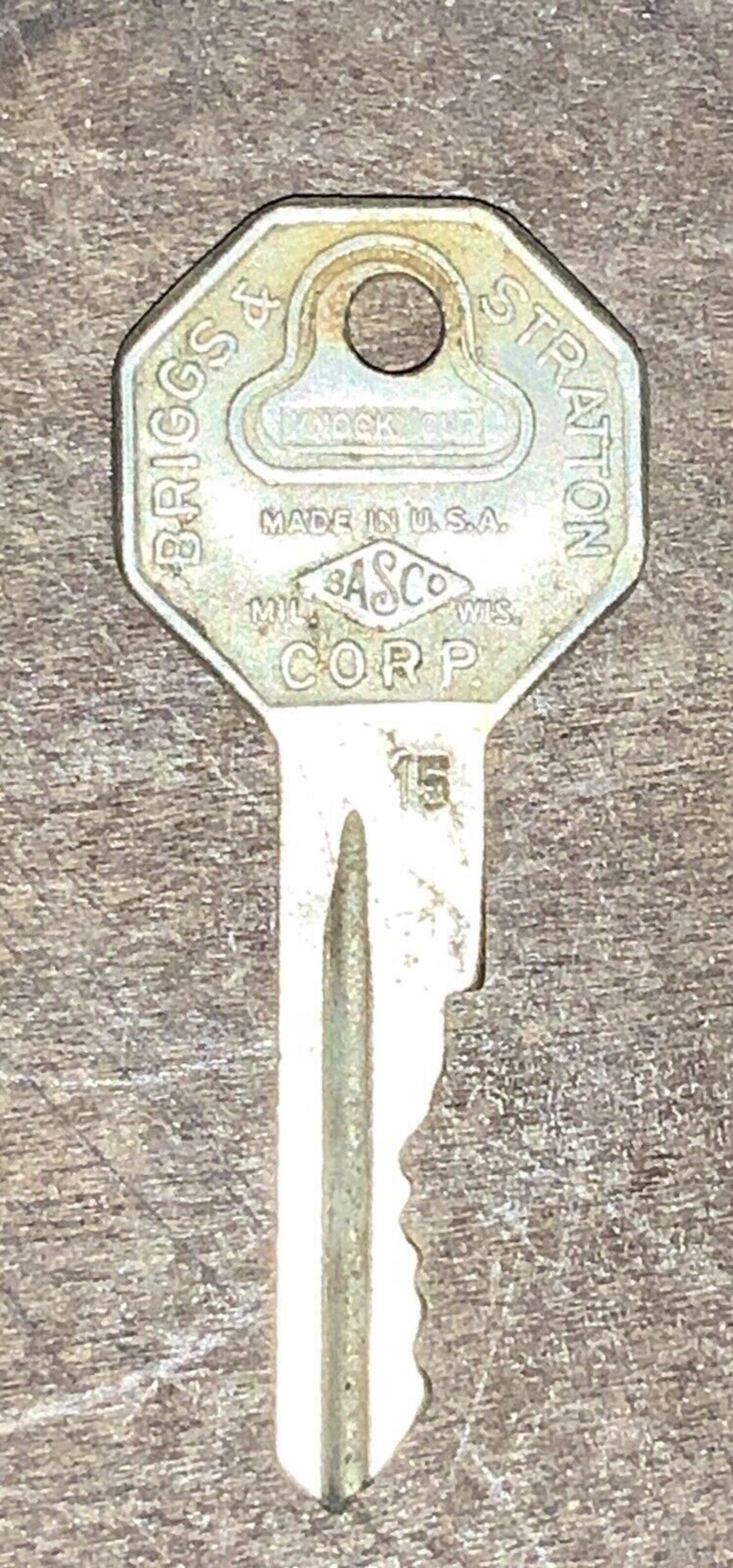 Vtg Key Basco Federal Mass O. 15 Briggs Stratton Knock Out Brass 1-15/ ...