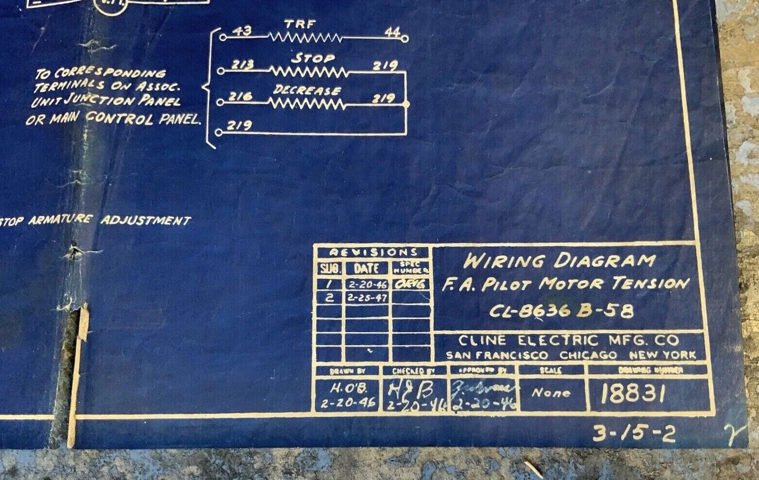1947 Texas Blueprints From the Hearst Bldg Wiring Diag. F.A. Pilot ...