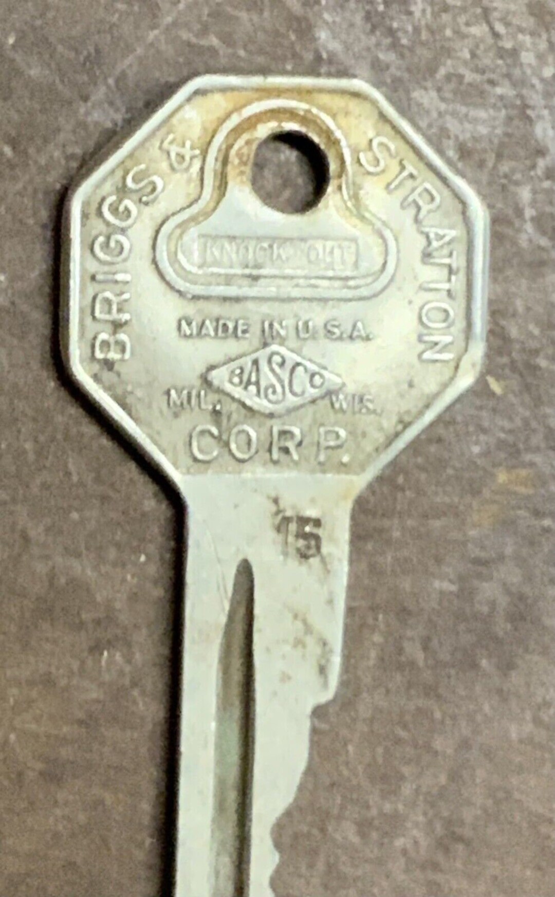 Vtg Key Basco Federal Mass O. 15 Briggs Stratton Knock Out Brass 1-15/ ...