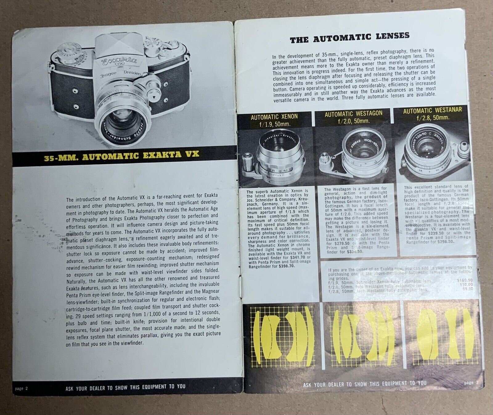Exakta Equipment Brochure With Exakta 66 Angenieux 50mm 1.5 Meyer ...
