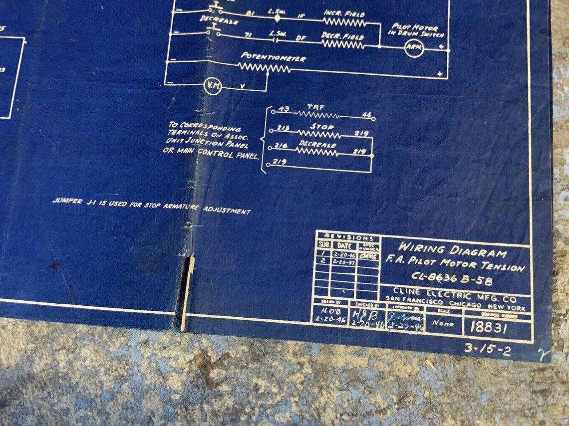 1947 Texas Blueprints From the Hearst Bldg Wiring Diag. F.A. Pilot ...