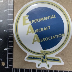 VINTAGE EAA Experimental Aircraft Association Decal Sticker 3" Round ...