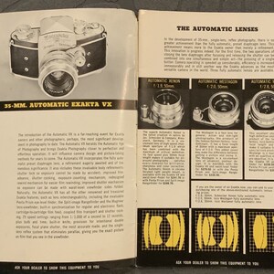 Exakta Equipment Brochure With Exakta 66 Angenieux 50mm 1.5 Meyer ...