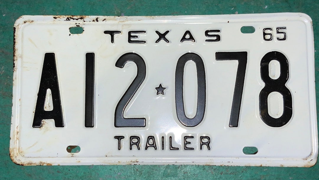 1965 TEXAS Trailer LICENSE PLATE A12-078 - Etsy