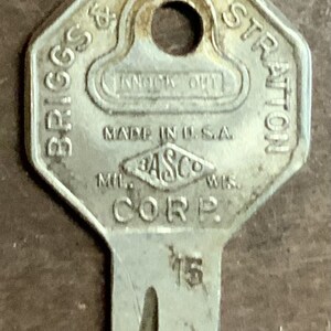 Vtg Key Basco Federal Mass O. 15 Briggs Stratton Knock Out Brass 1-15/ ...