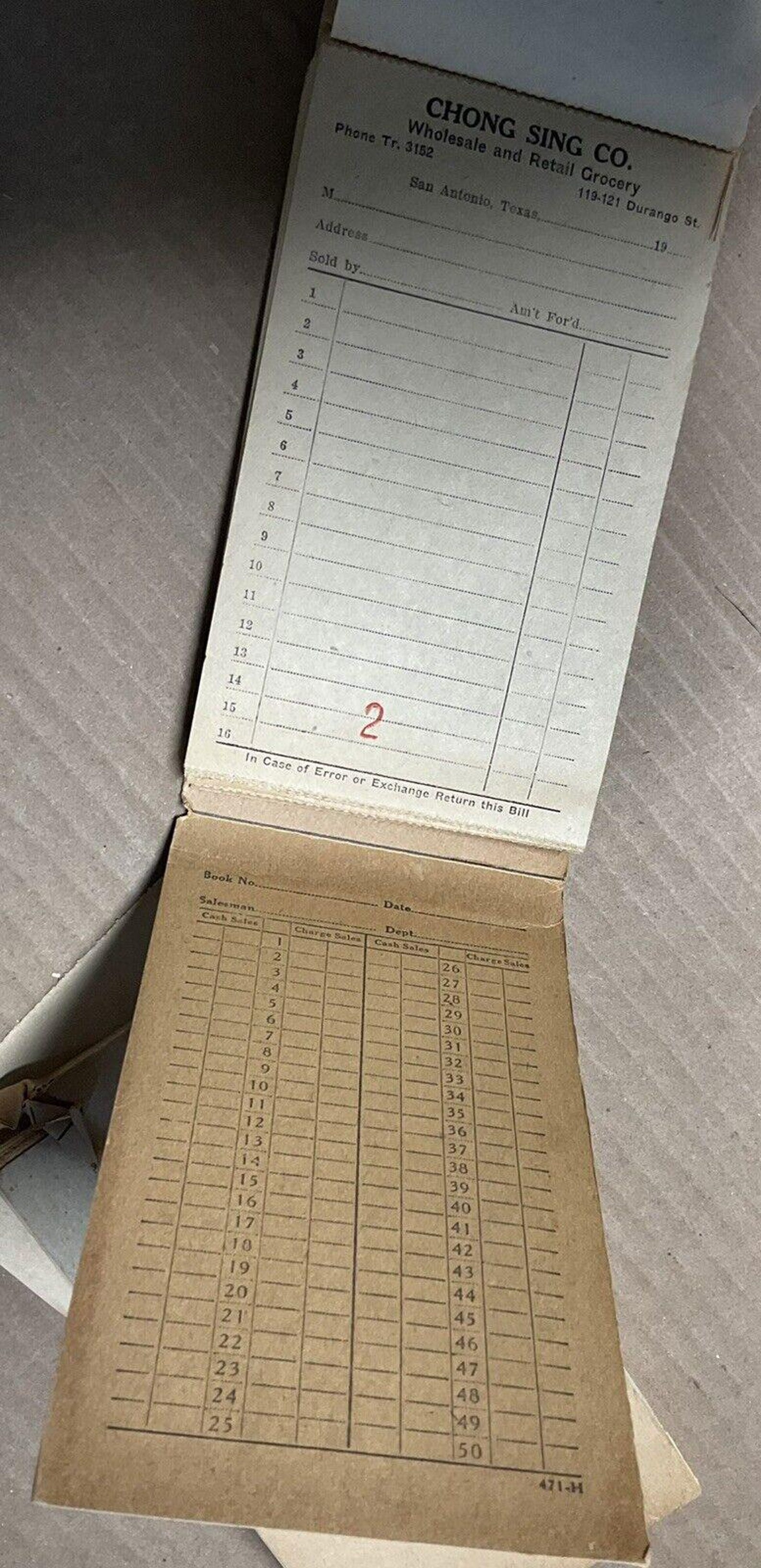 Grocery Receipt Book Chong Sing Co. Ephemera Circa 1940S Lot of 2 ...