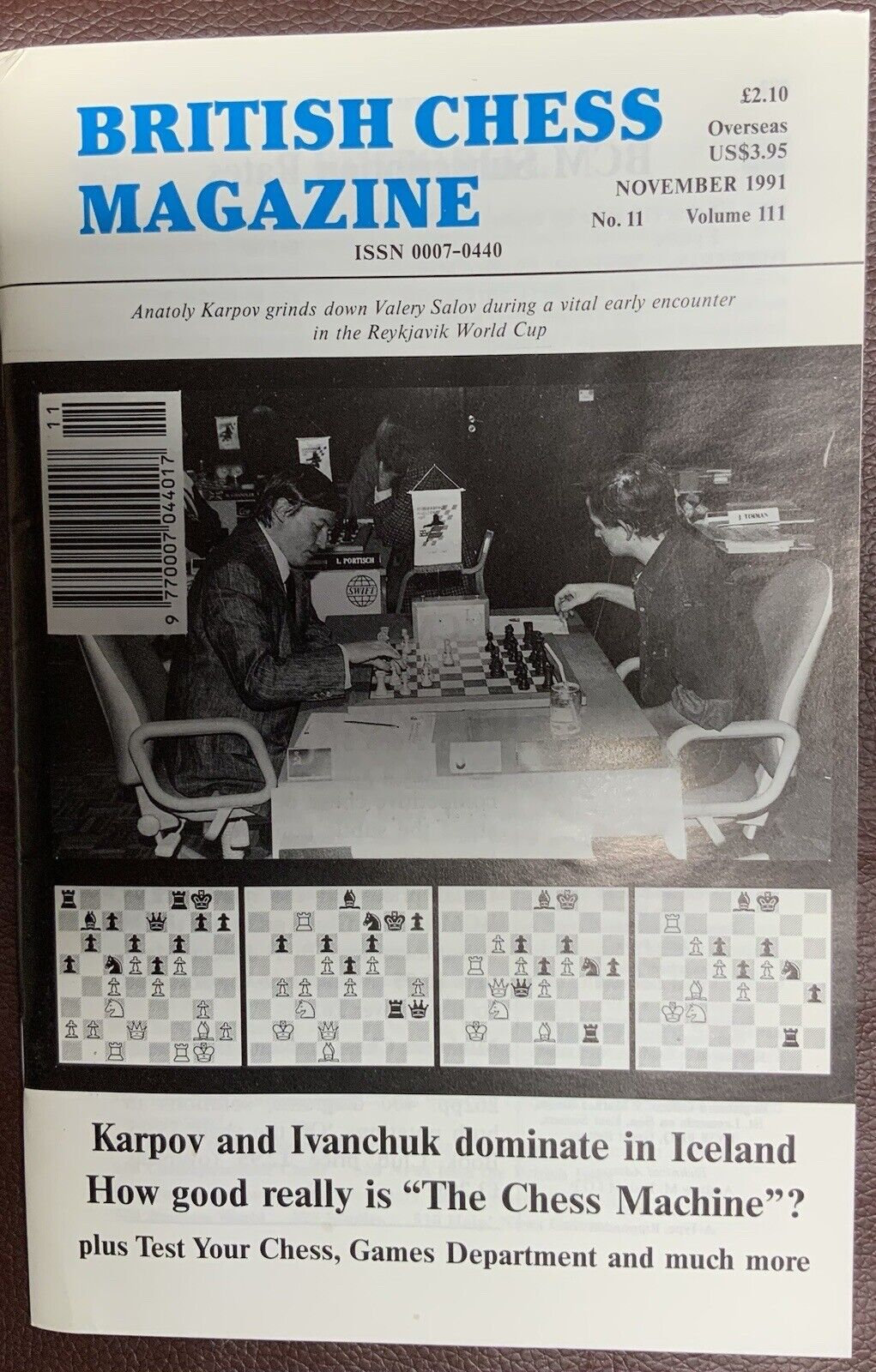 British Chess Magazine, November. 1991 Karpov and Ivanchuk. Volume 111 ...