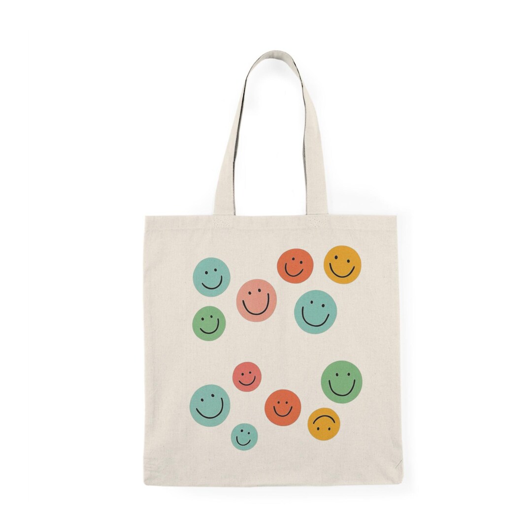 Cheerful Smiley Tote Bag for Everyday Use, Eco-friendly Shopping Bag ...