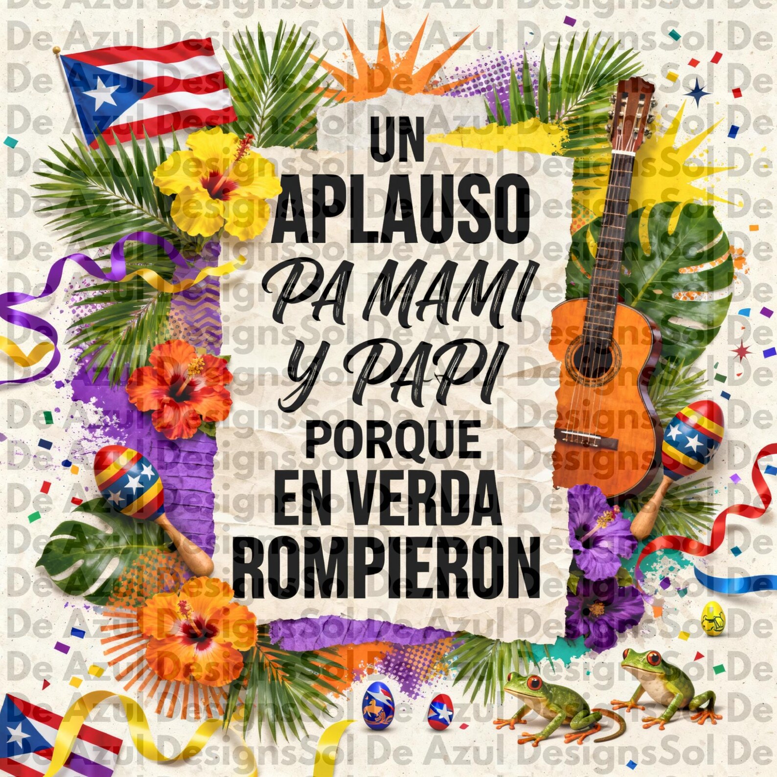 Un Aplauso Pa Mami Y Papi, Puerto Rico Flag, Boricua - Etsy