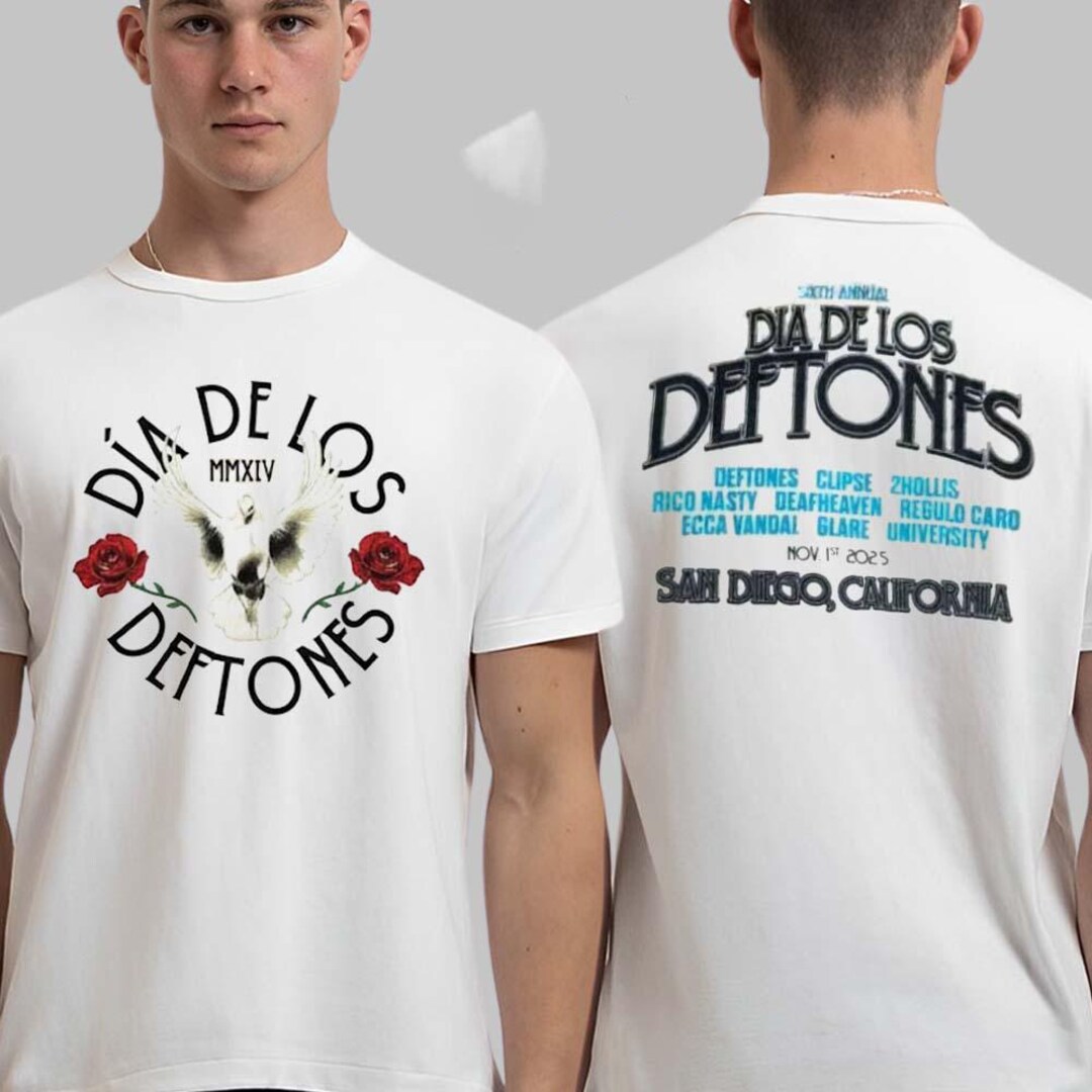 Deftones Dia De Los 2025 Two Sided T-shirt, Pigeon and Roses Tee, San ...