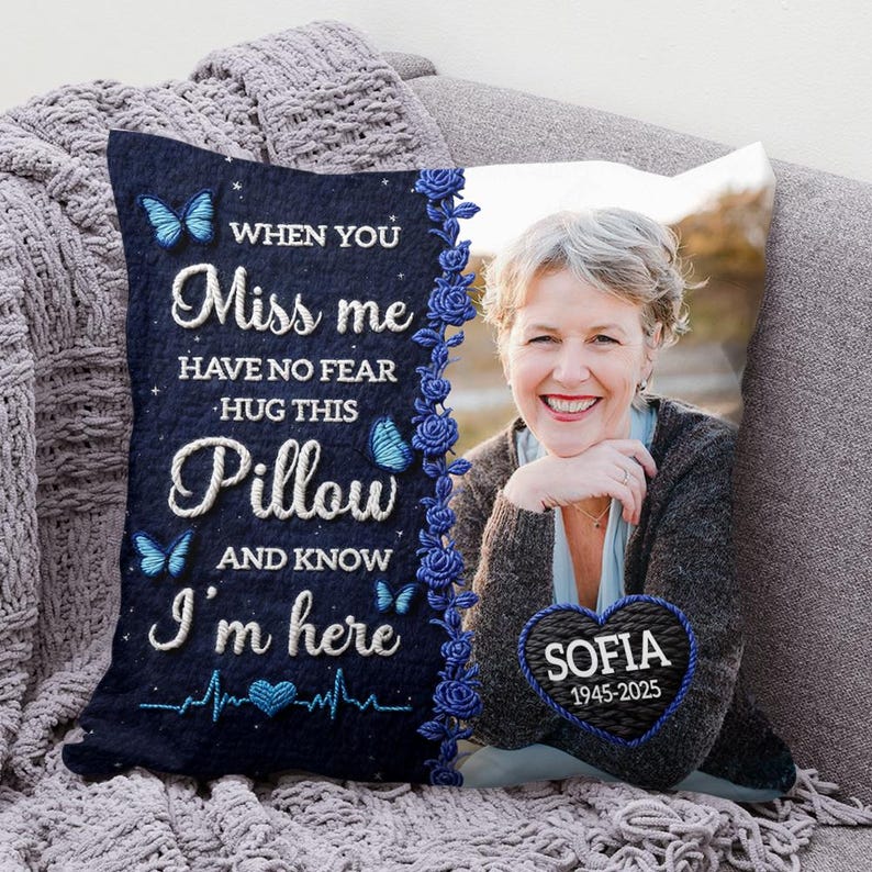 A Hug From Heaven 2D Yarn Gift Memorial Photo Custom Pillow ...