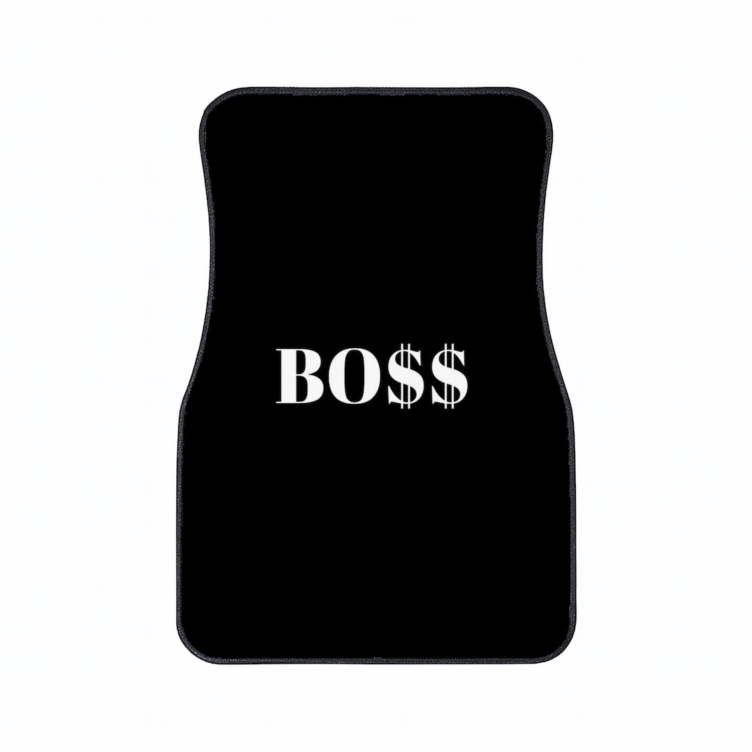 Car Floor Mats With Boss Mindset Graphic, Black White Design, Durable ...